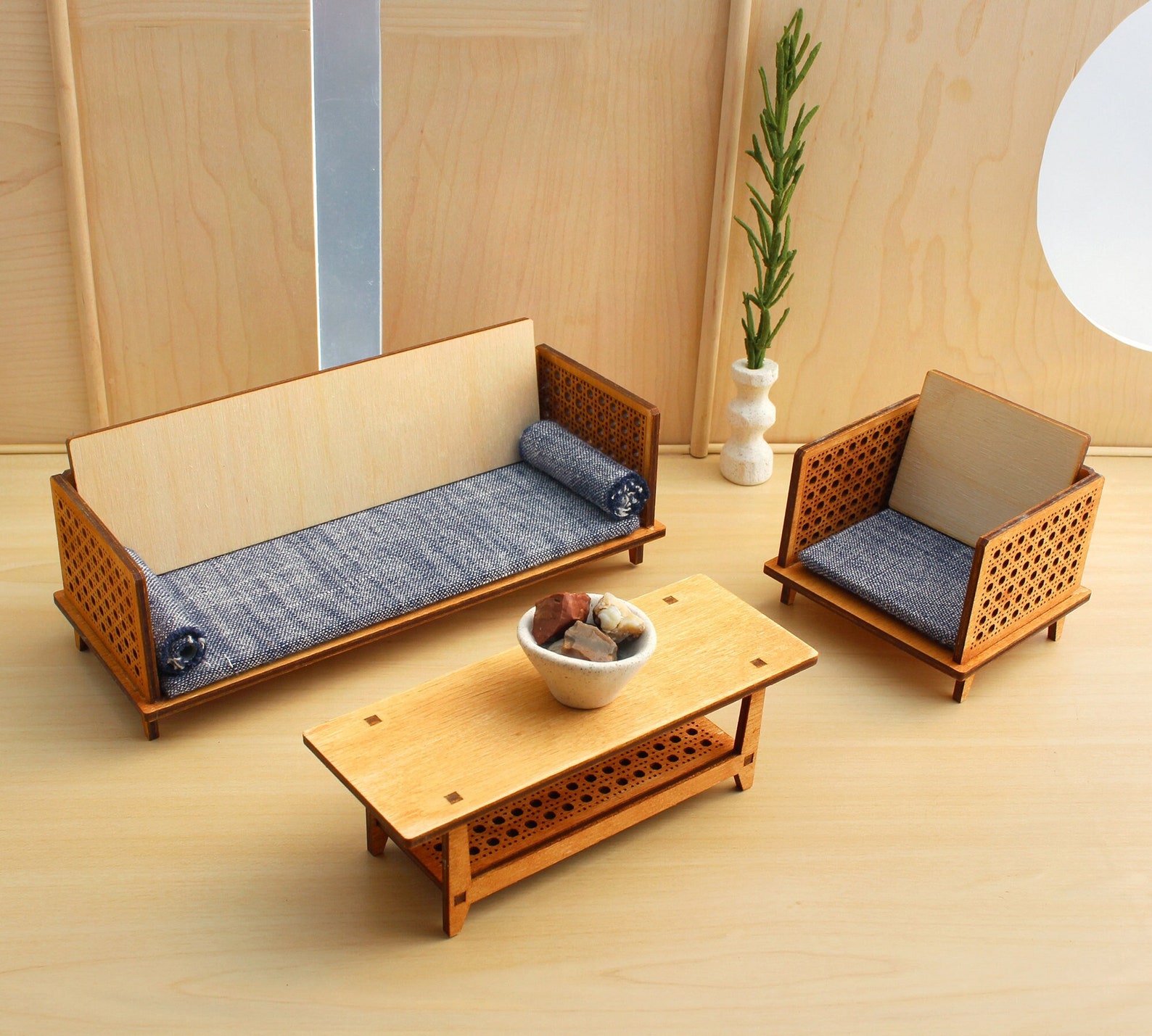 1:12 Scale Cane Couch Modern Dollhouse Furniture Kit - Etsy
