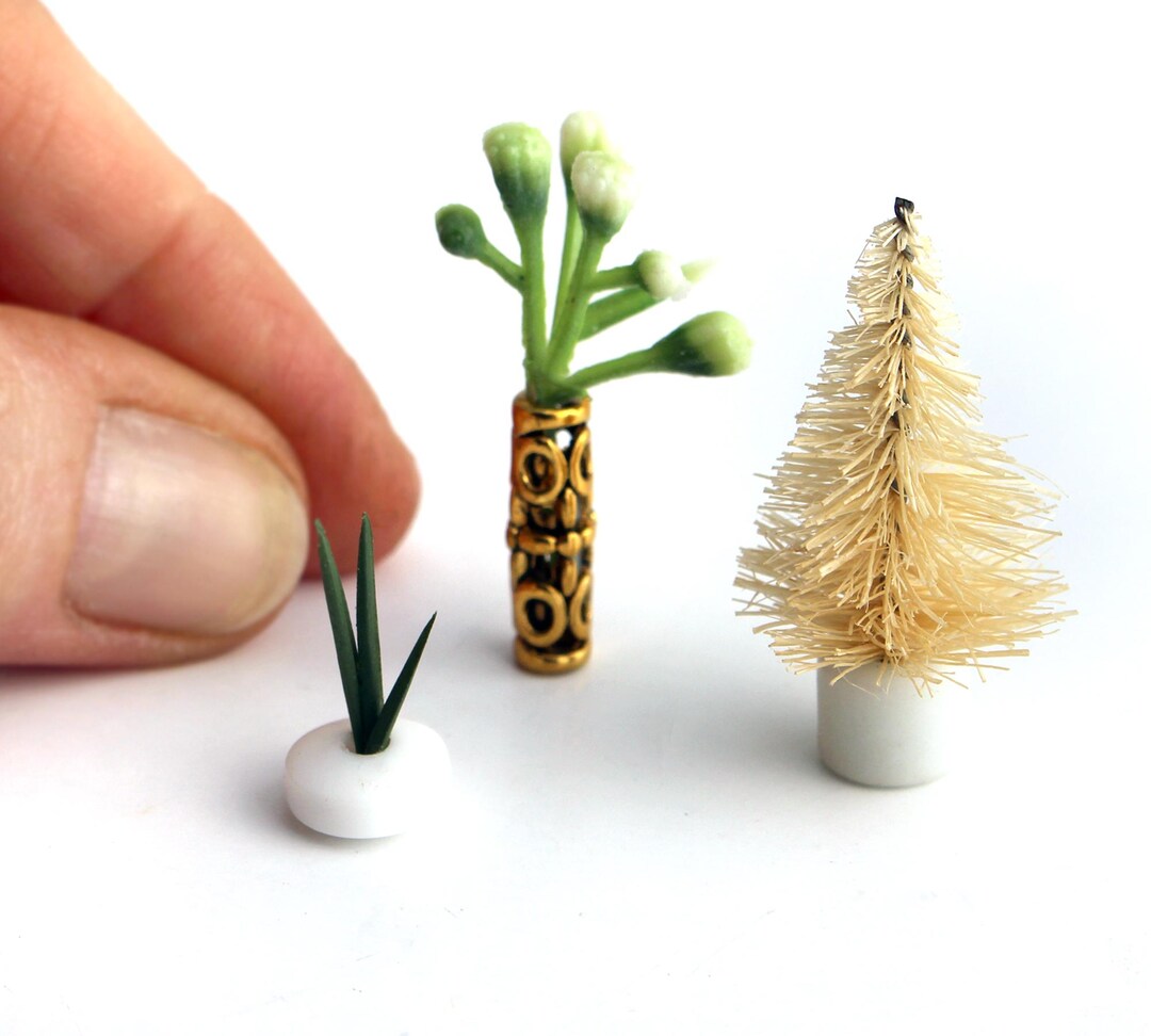 Set of 3 Miniature Plants - White Christmas Collection - Miniature ...