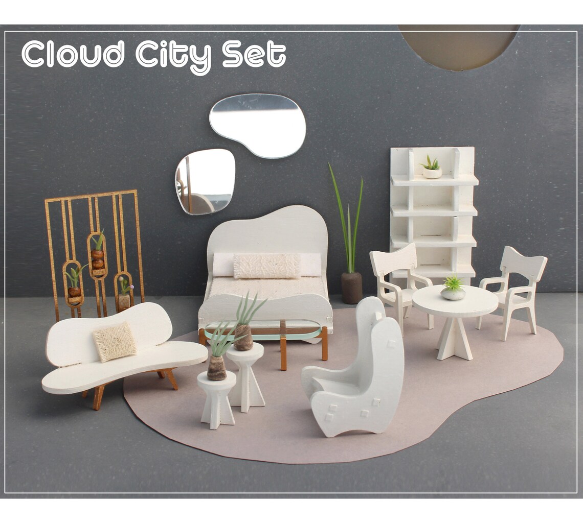 1:24 Scale Cloud City Curvy Couch - Modern Dollhouse Furniture Kit - Etsy