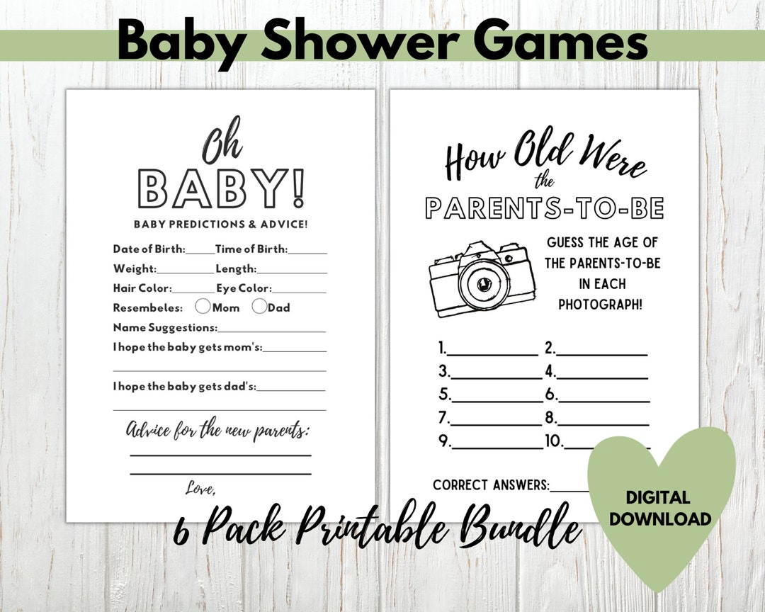 Gender Neutral Baby Shower Games Bundle, Printable Games, Digital Games ...