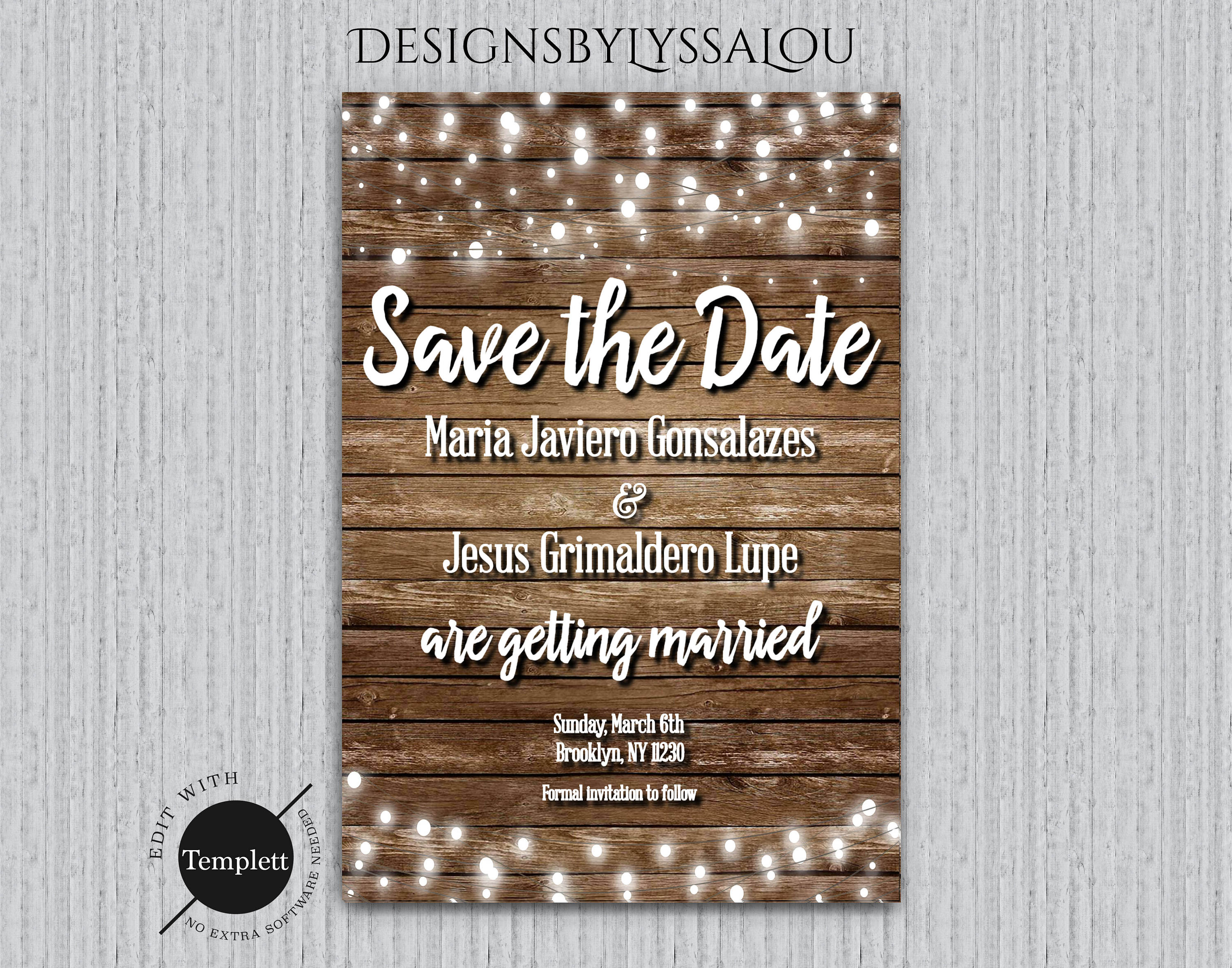 Printable Rustic Save the Date Template Printable Save the - Etsy Canada