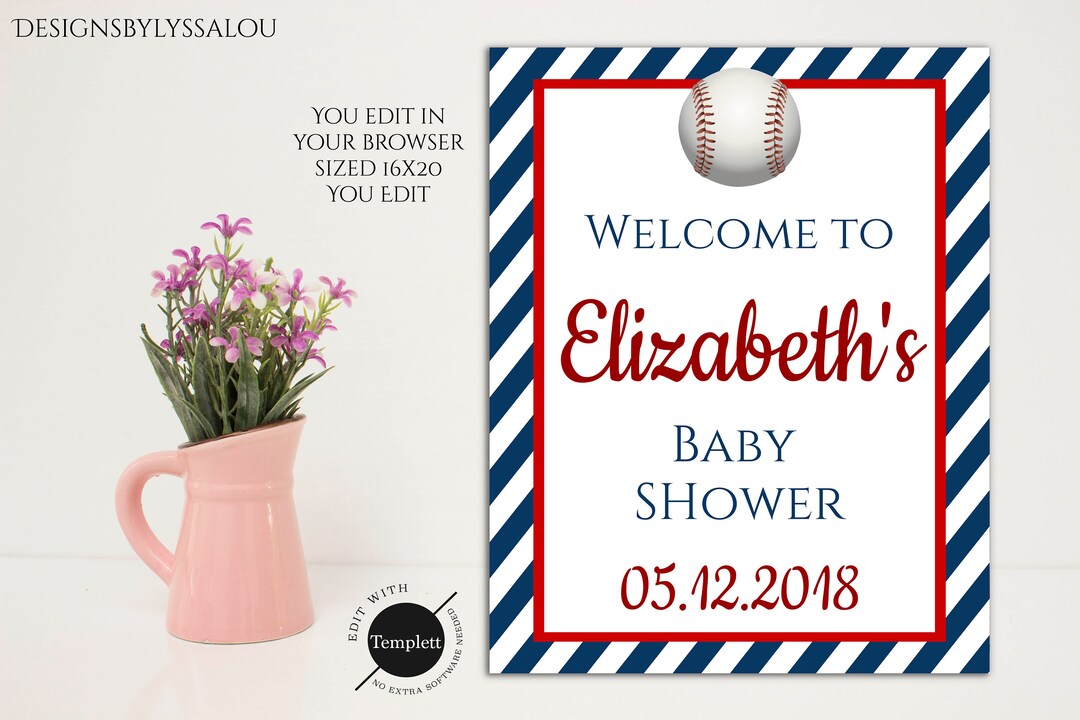 Baseball Baby Shower Welcome Sign Template, Baby Shower Welcome Sign ...