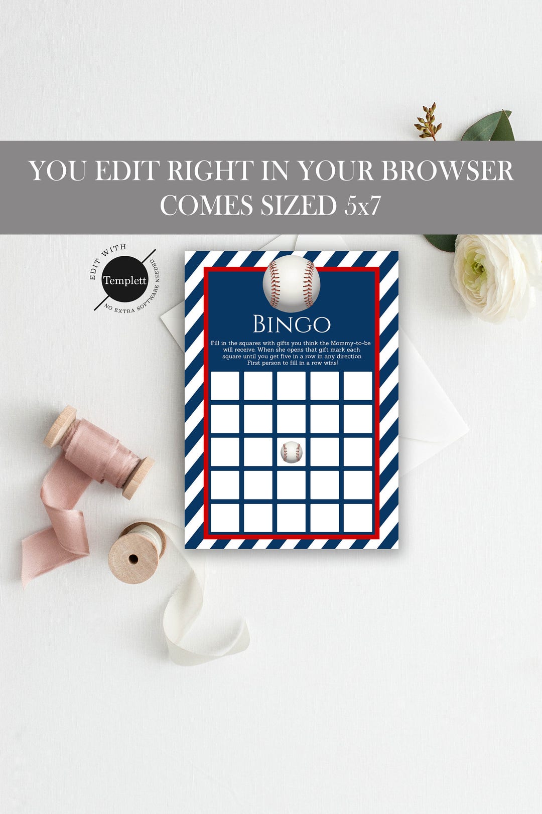 Baseball Bingo Baby Shower Card Template Baby Shower Bingo - Etsy