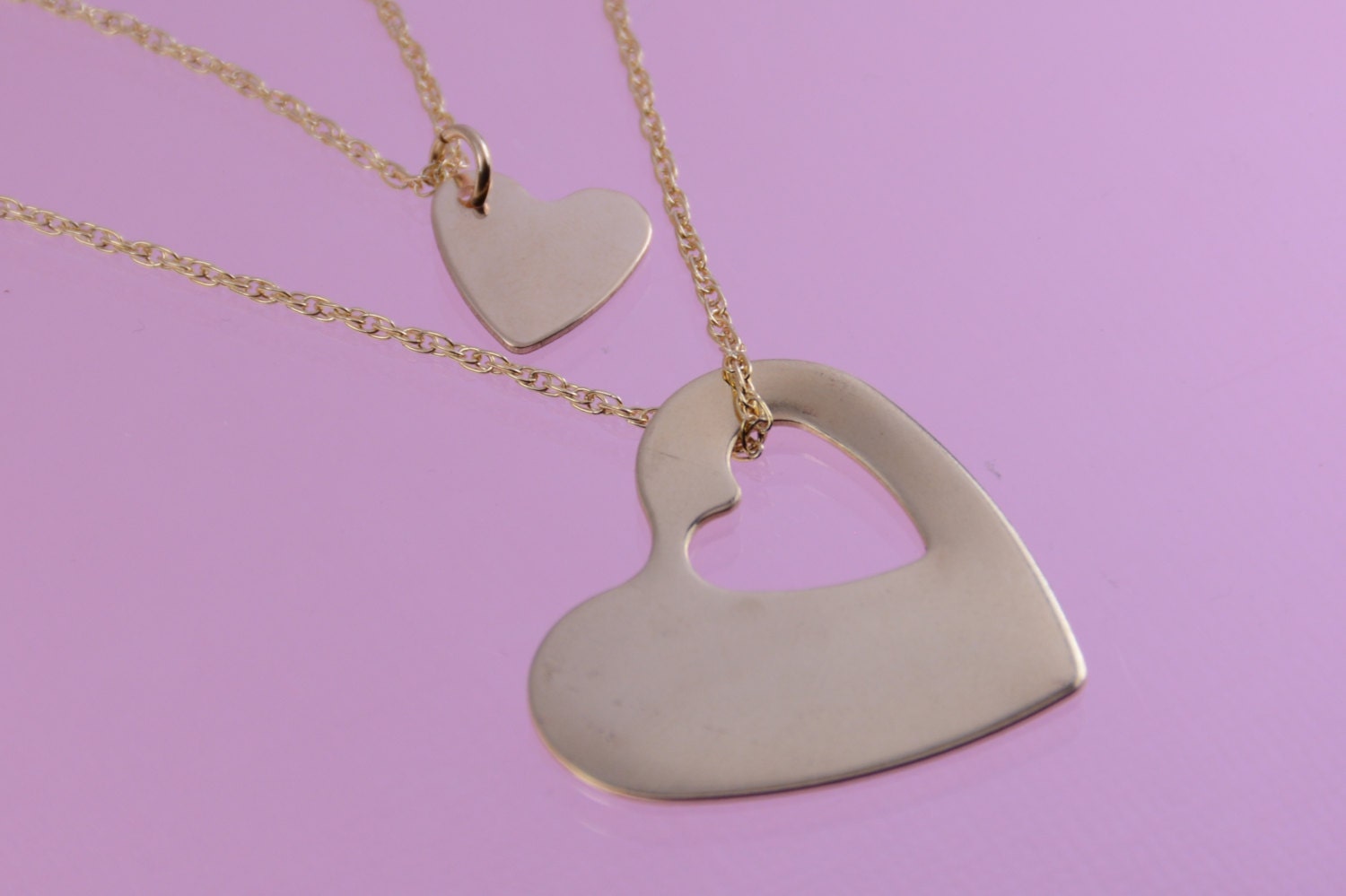 Mutter Tochter gold Herz Ketten Gold-Herz-Collier-Set | Etsy