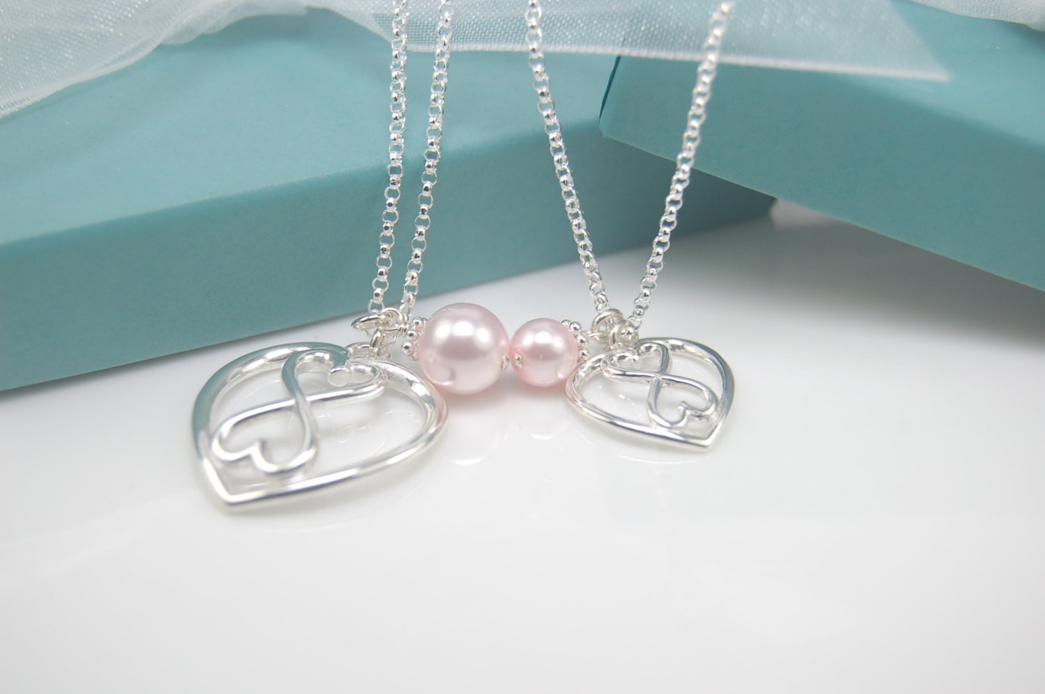 Mother Daughter Set Mother Daughter Heart Infinity Necklace - Etsy