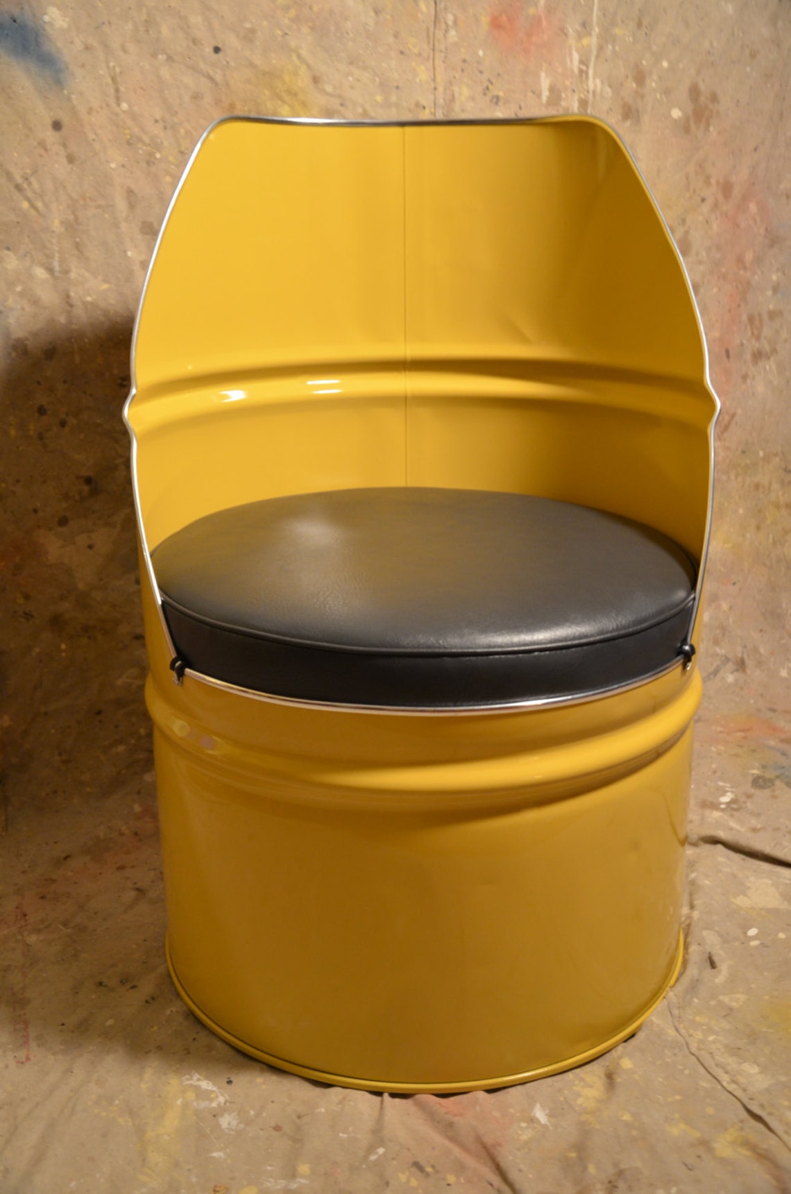 Industrial Furniture Barrel Chair w/ vinyl padded seat. Choose | Etsy