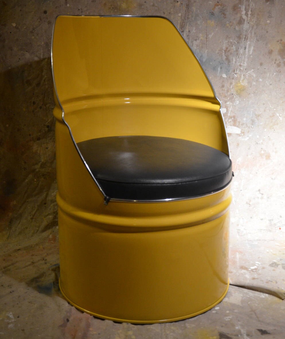 Industrial Furniture Barrel Chair w/ vinyl padded seat. Choose | Etsy