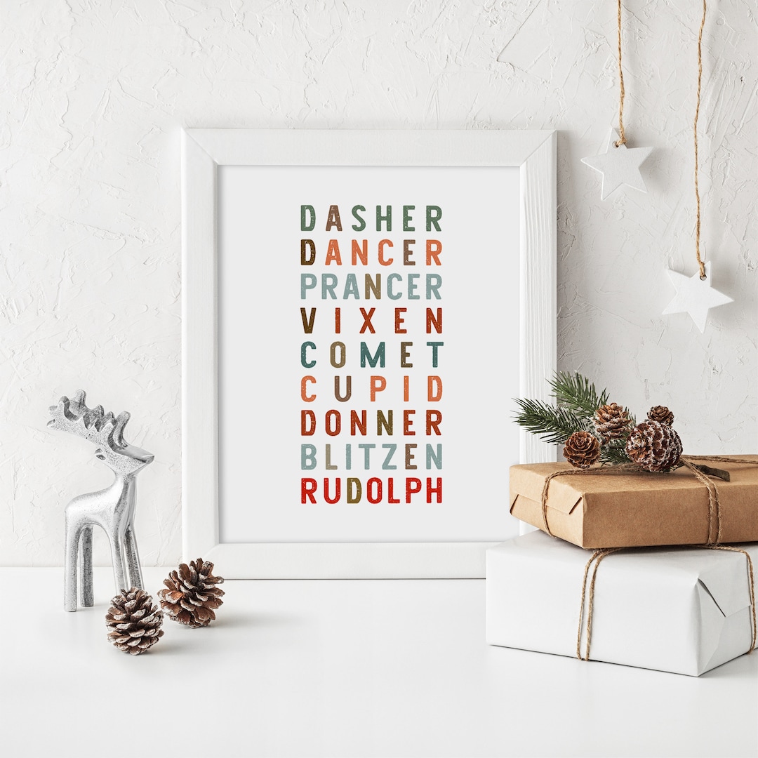 Dasher Dancer Rudolph Reindeer Print, INSTANT DOWNLOAD Druck ...