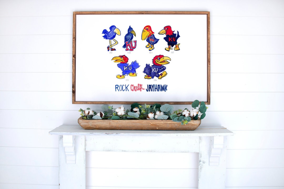 Evolution of Kansas Jayhawk Print, Rock Chalk Jayhawk Art, University ...