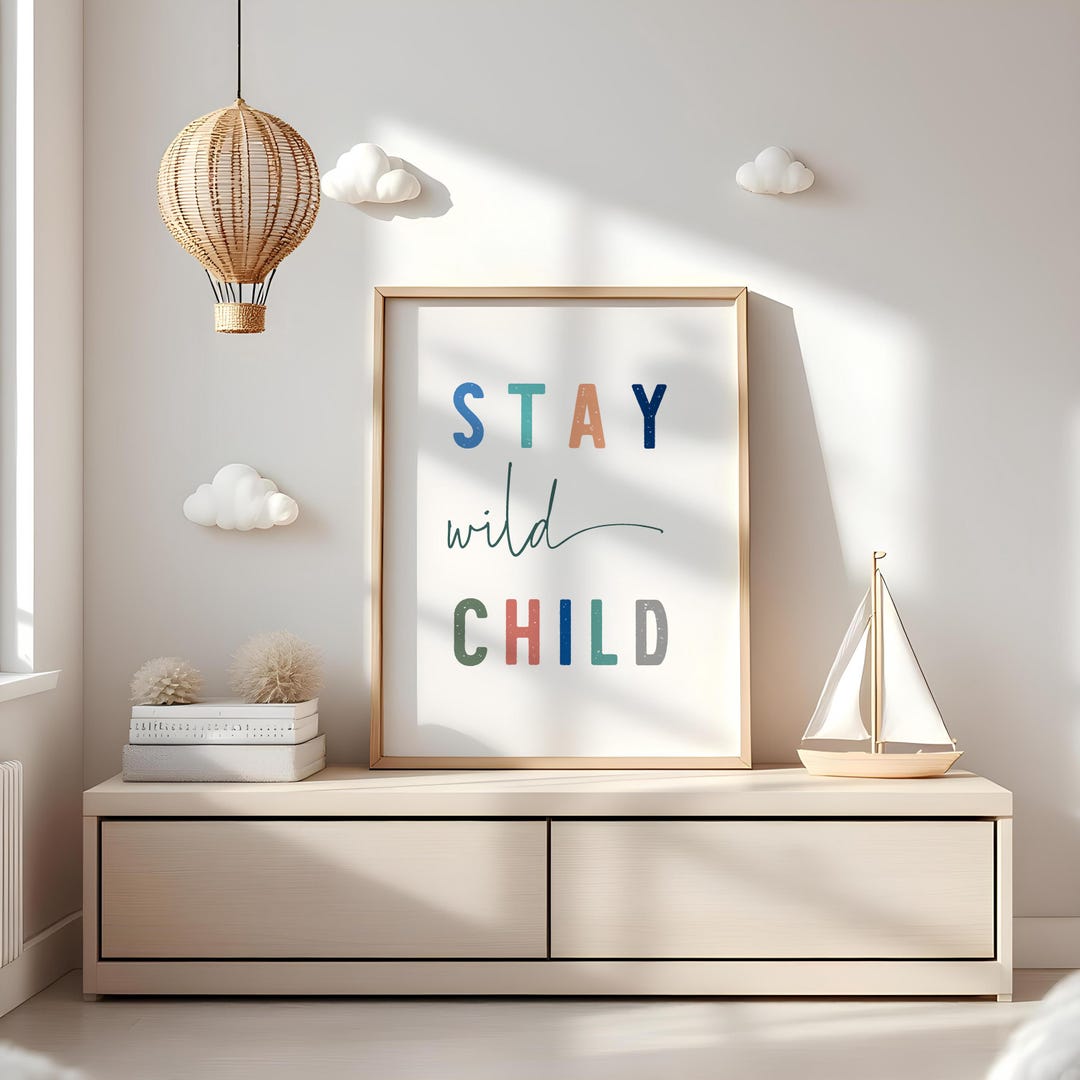 Stay Wild Child Print, Nursery Art, Wild Child Nursery Art Kids Bedroom ...