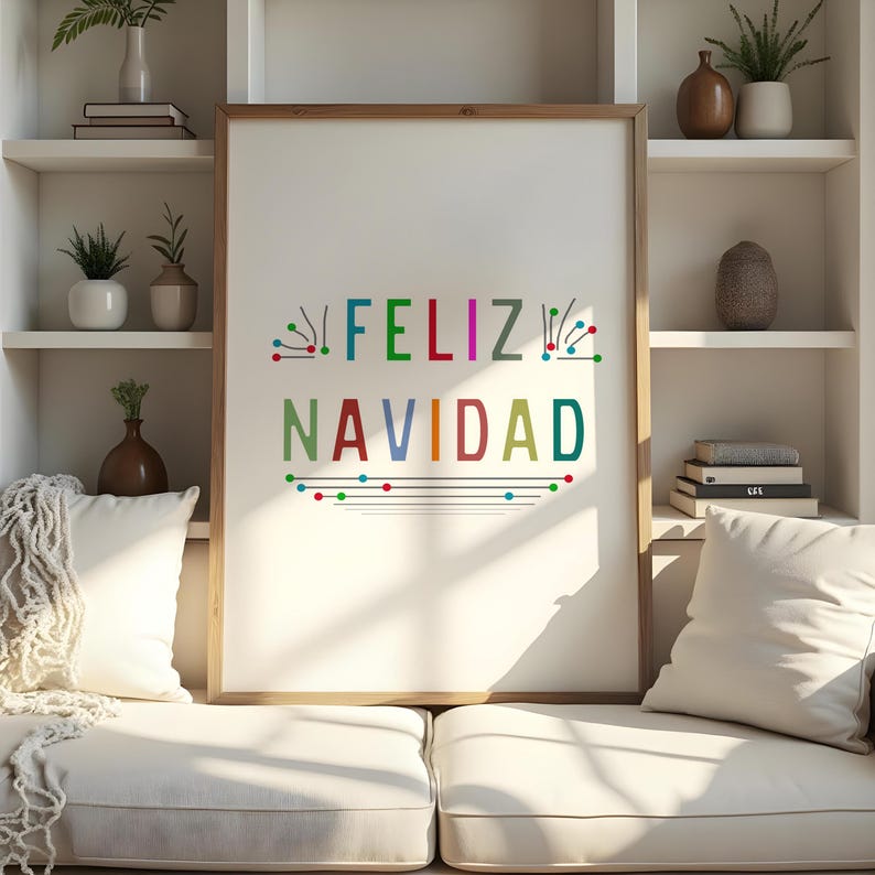 Feliz Navidad Print, Colorful Holiday Wall Art - Etsy