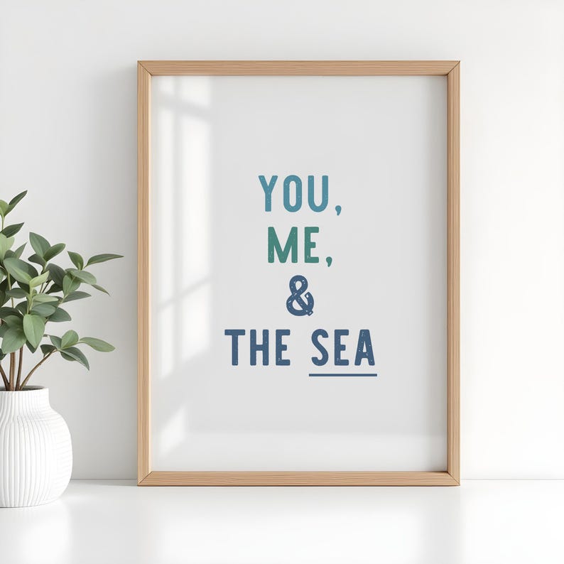 You Me and the Sea Digital Print, PRINTABLE Art Beach Art Decor INSTANT ...