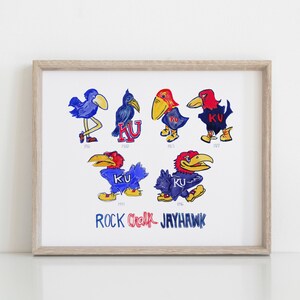 Evolution of Kansas Jayhawk Print, Rock Chalk Jayhawk Art, University ...