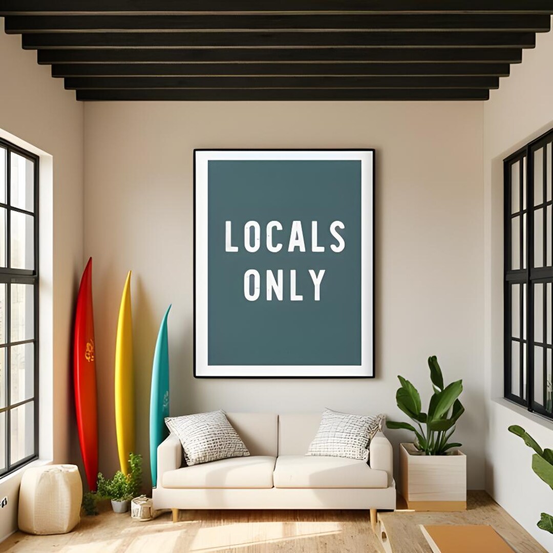 Locals Only Sign PRINT California Surf Art Wall Decor Encinitas San ...