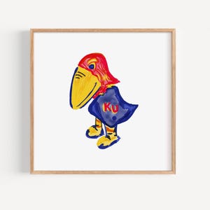 1923 Jayhawk Hand Drawn Print - Hand Drawn Reproduction - Rock Chalk ...