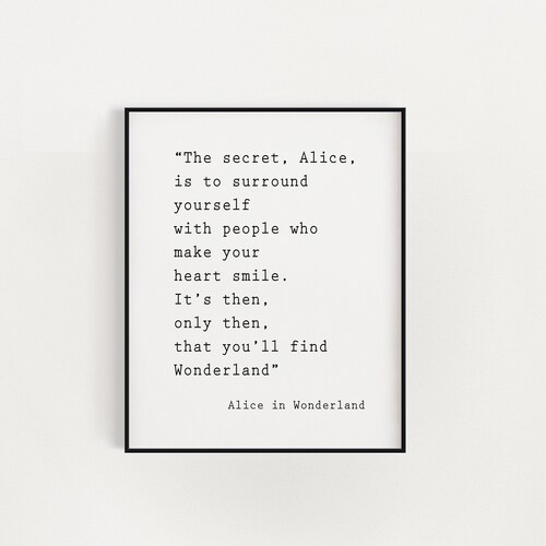The Secret Alice Wonderland Quote QUOTE Art Wall Art Wall - Etsy