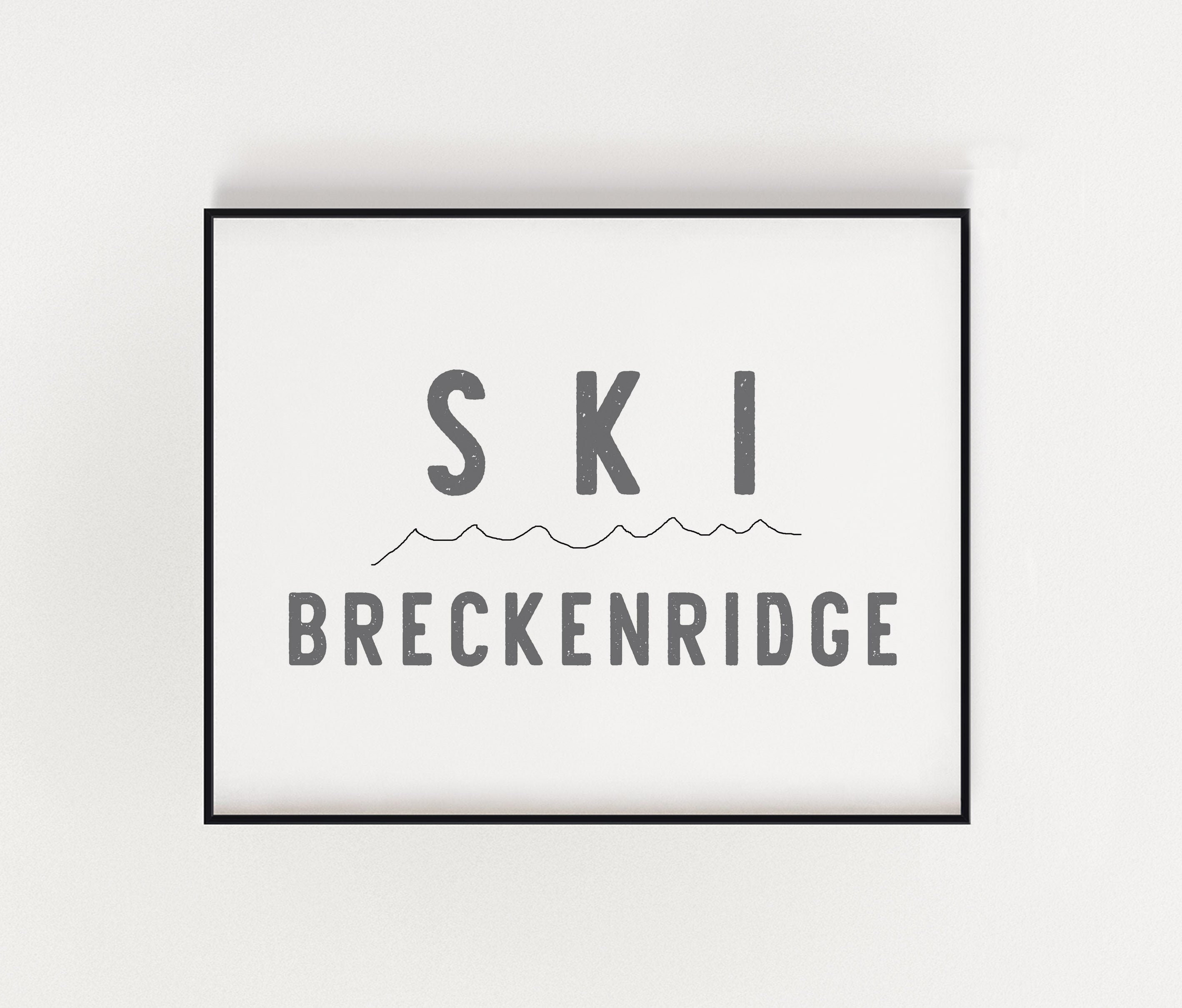 Ski Breckenridge Sign Digital PRINT Colorado Art Colorful Mountain Wall ...