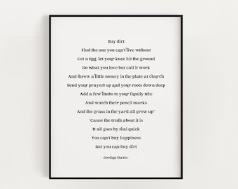 Buy Dirt DIGITAL Download V1 Country Music Quote Jordan Davis Art Wall ...