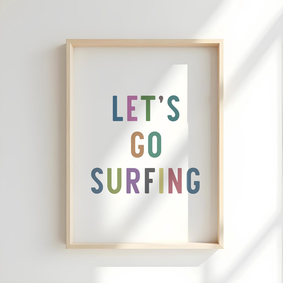Surf Art Print | Let's Go Surfing Colorful Wall Art (digital Download ...