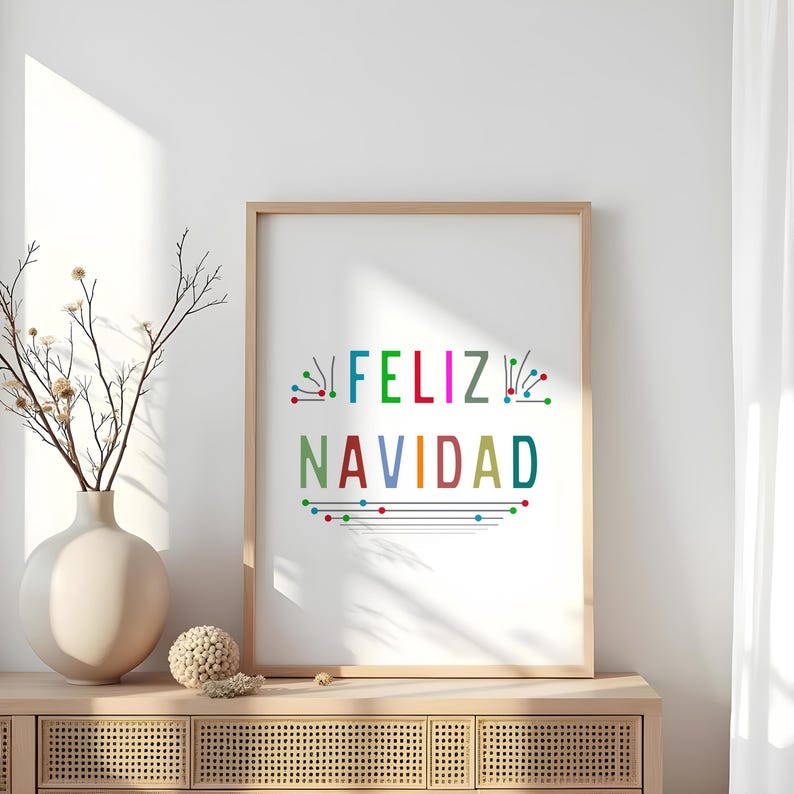 Feliz Navidad Print, Colorful Holiday Wall Art - Etsy