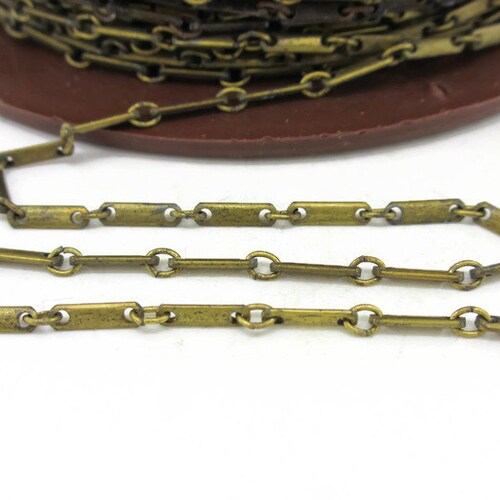 Vintage Solid Brass Link Bar Chain 5 Feet | Etsy