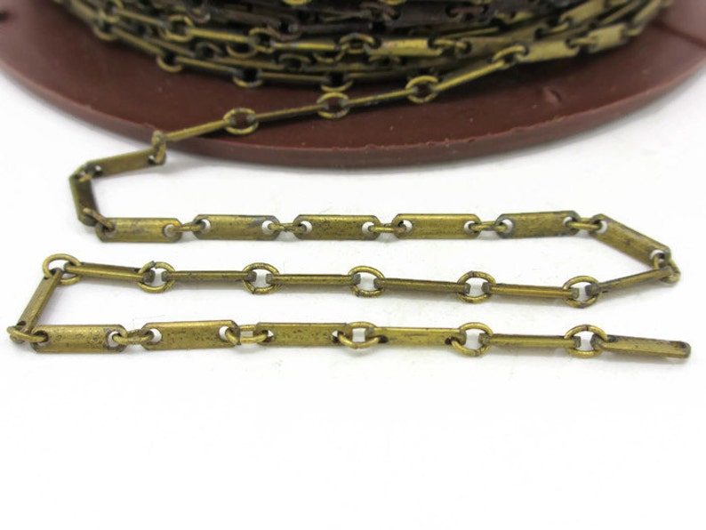 Vintage Solid Brass Link Bar Chain 5 Feet | Etsy