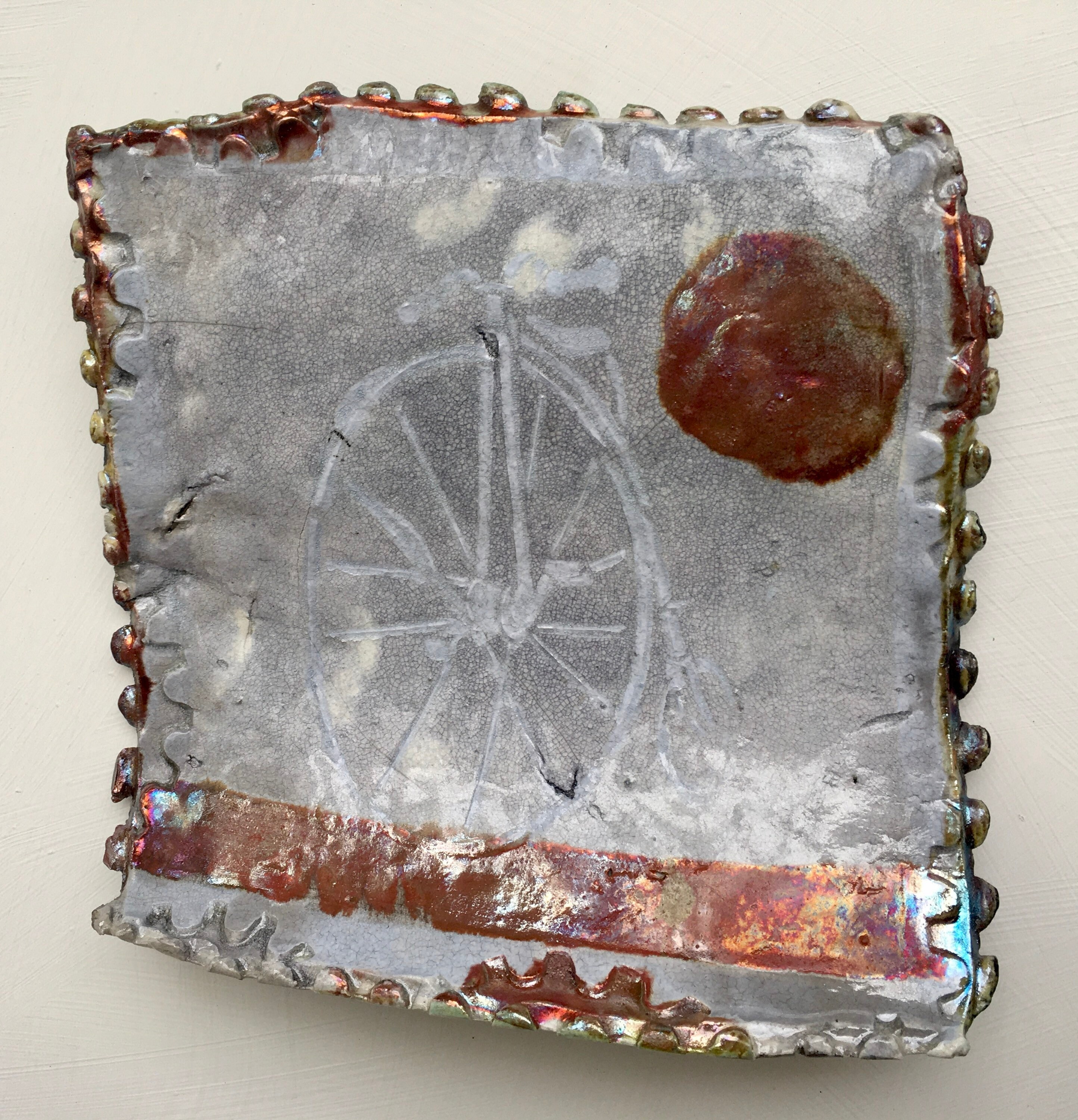 Hand Built Ceramic Raku Sculptural Wall Art of High Wheel - Etsy