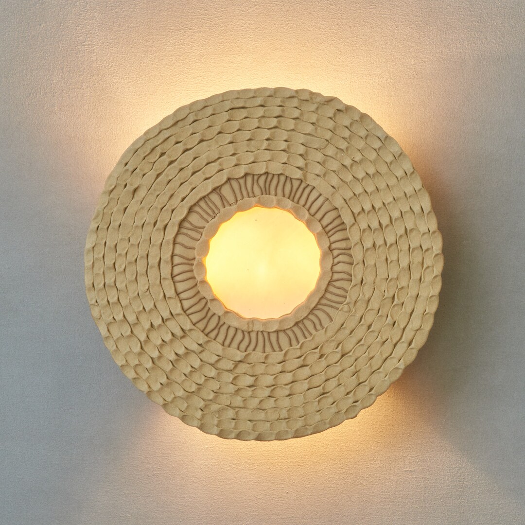 Round Ceramic Wall Light. Rustic Sconce for the Home. Handmade Unique ...