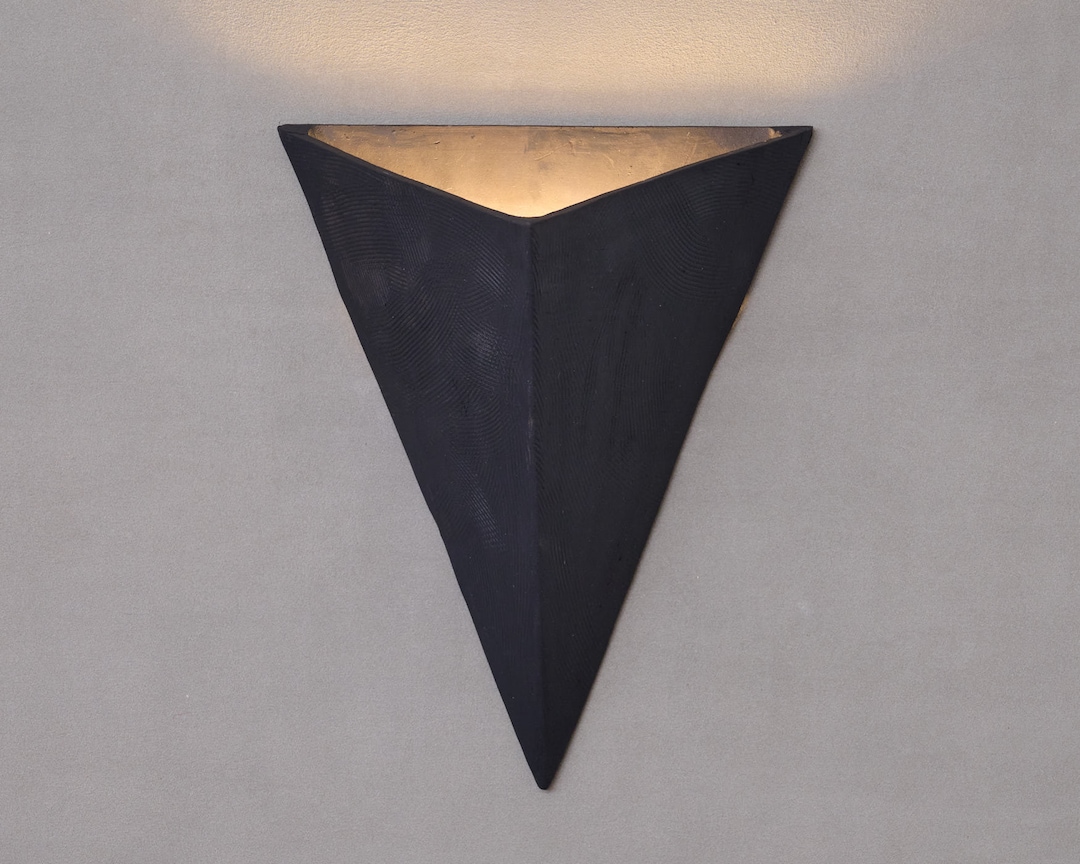 Black Triangular Sconce, Office Wall Light, Minimal Wall Light, Ceramic ...
