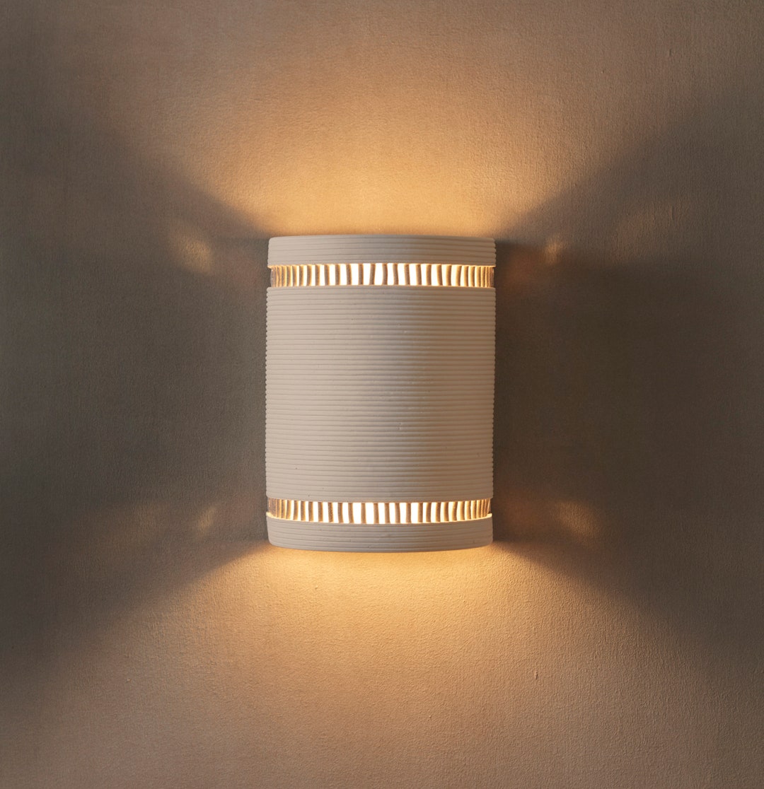 Handmade White Clay Ceramic Sconce, Modern Wall Light - Etsy
