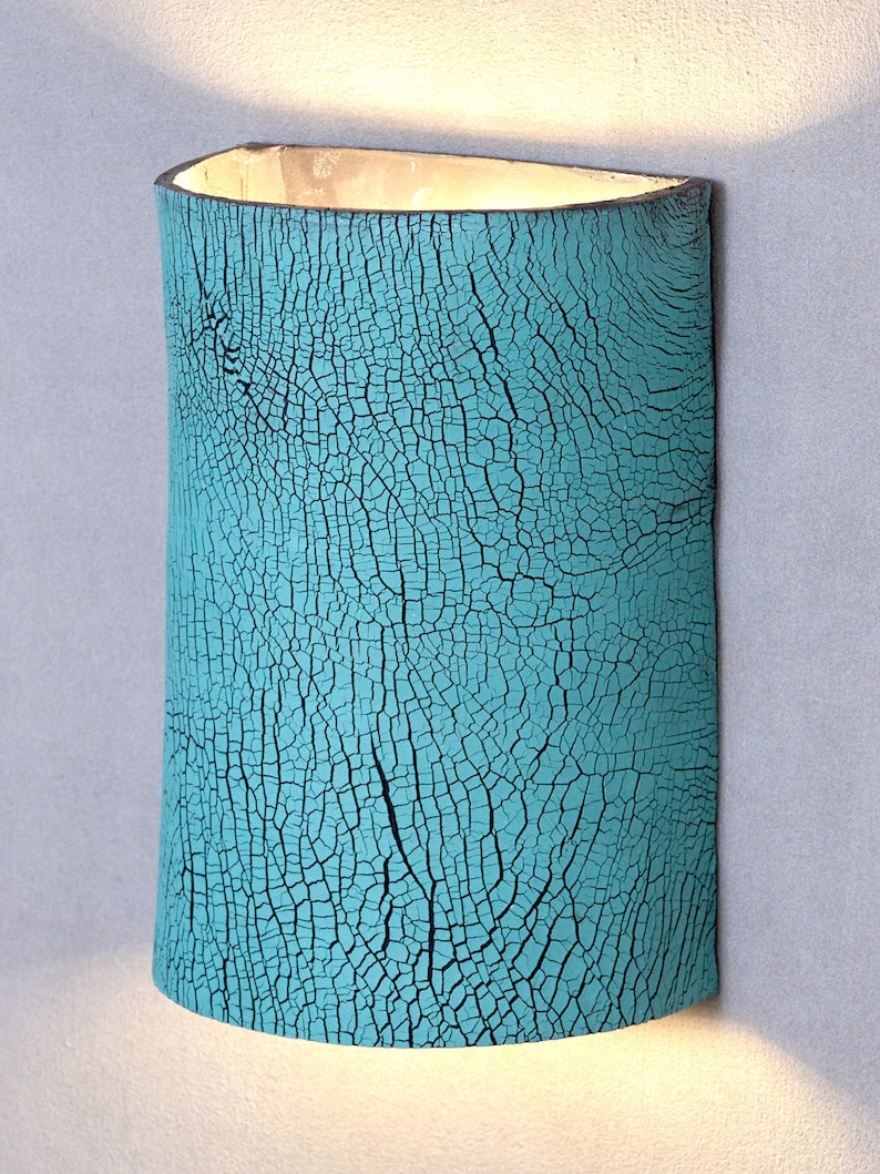Green Clay Wall Sconce: Modern Handmade up and Down Light - Etsy