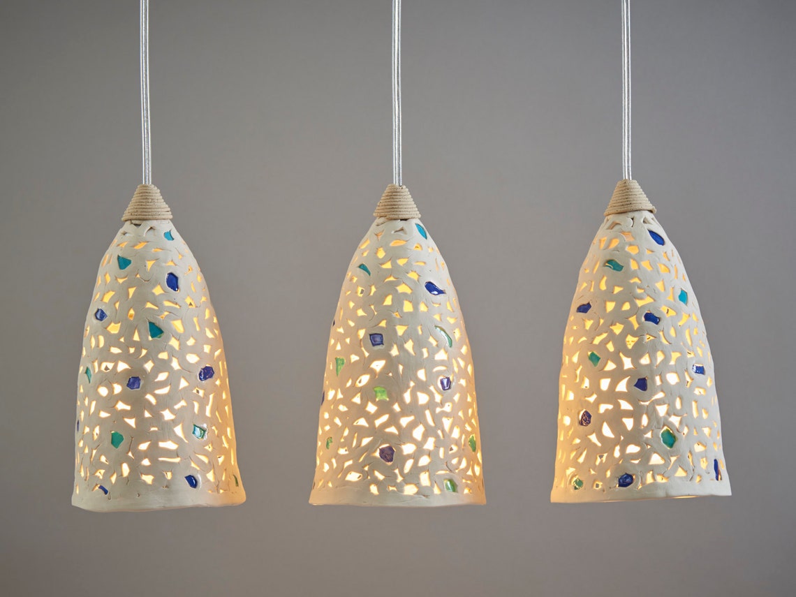 Lighting. Hanging lamp shades. Pendant lighting. 3 ceramic | Etsy