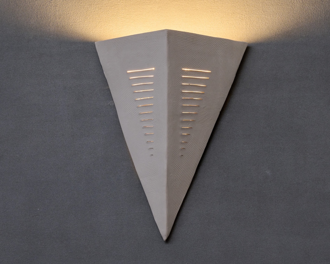 Contemporary Wall Light, Triangular Sconce. White, Black, Gray Ceramic ...