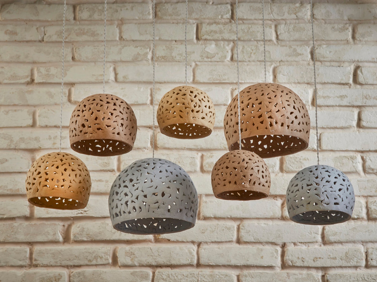 Pendant Lights. 7 Shades Chandelier. Ceramic Lamps. Hanging | Etsy