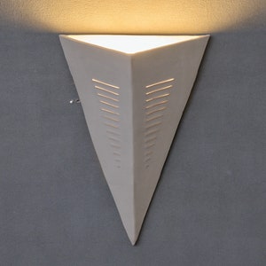 Contemporary Wall Light, Triangular Sconce. White, Black, Gray Ceramic ...