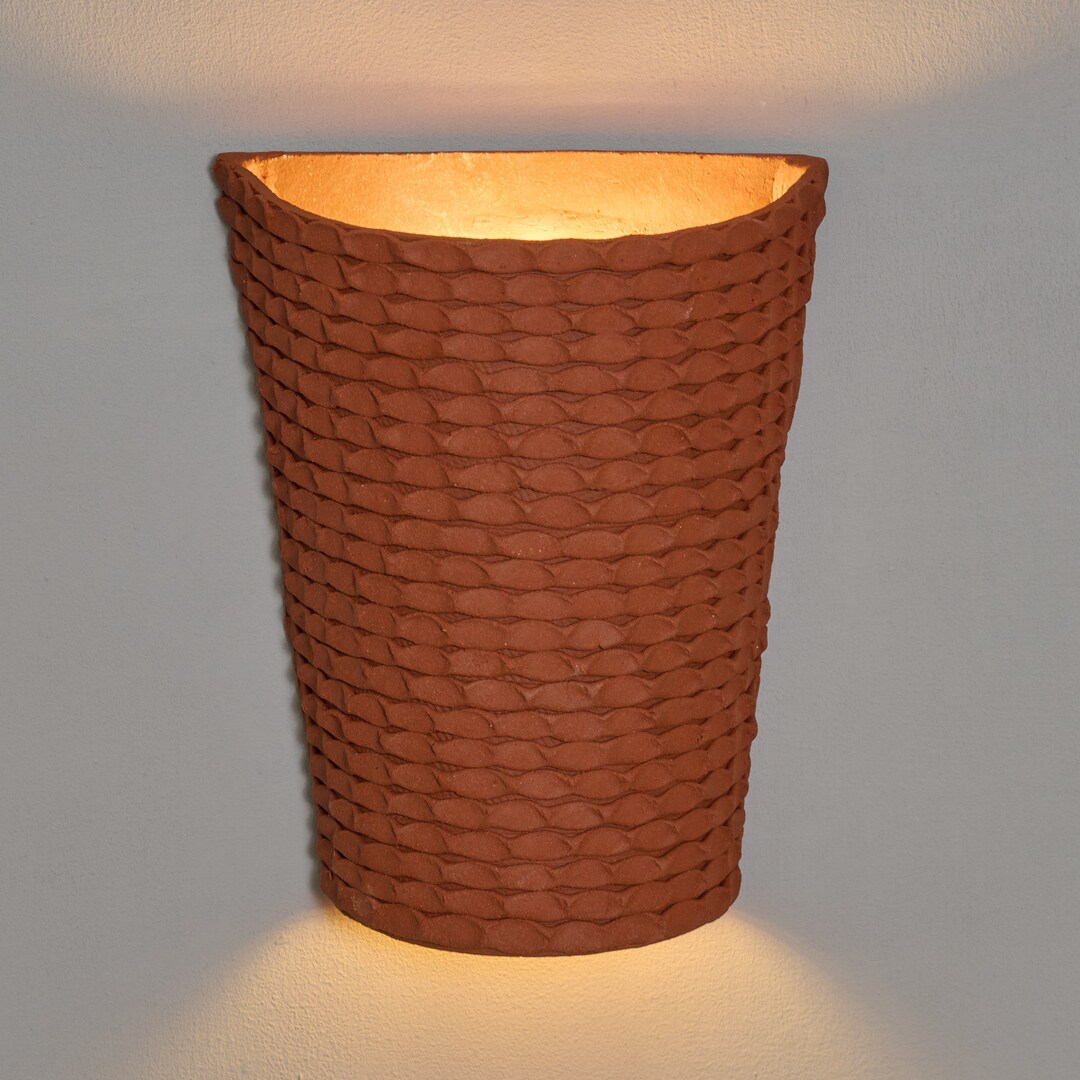 Rustic Wall Light, Terra Cotta Sconce, Clay Wall Light, Wall Mount ...