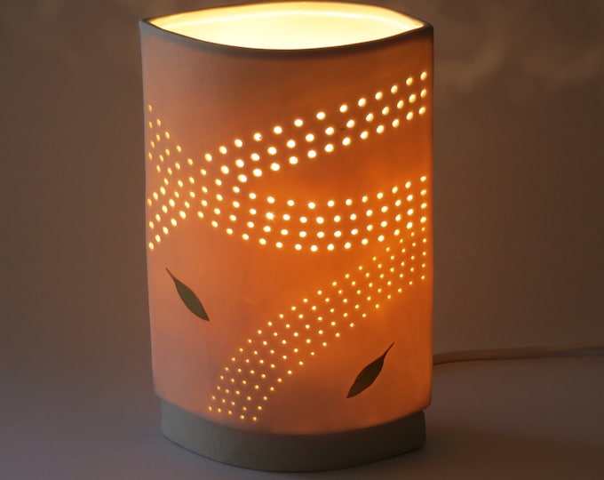 A Table Light Made of Porcelain With Holes and 12k Gold Leaves. - Etsy