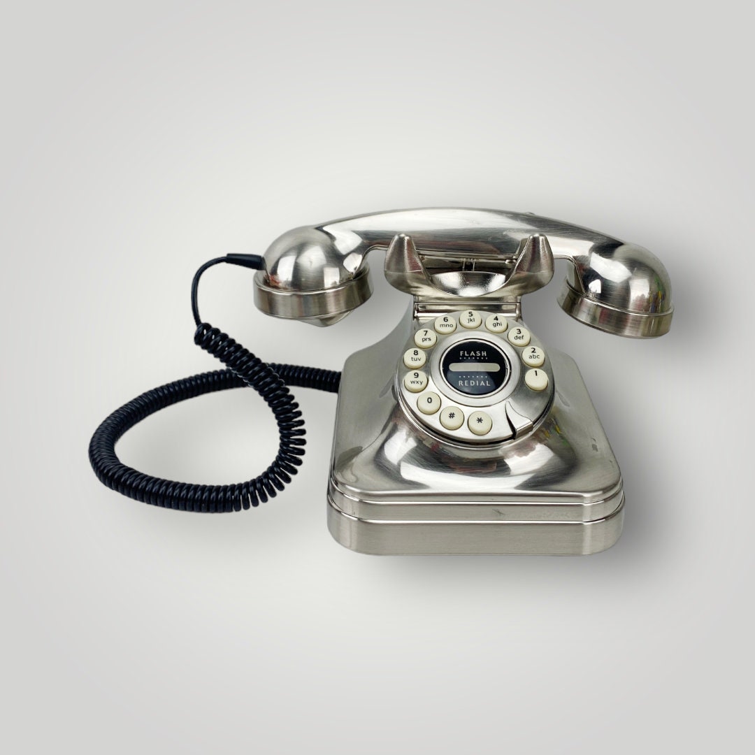 Vintage Grand Phone Corded Push Button Flash Redial Metallic - Etsy