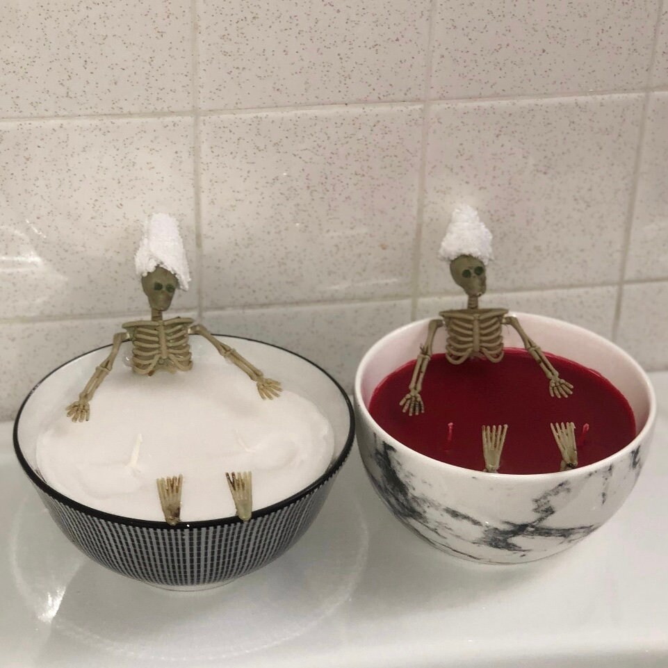 Spa Skeleton in Tub Candle - Etsy