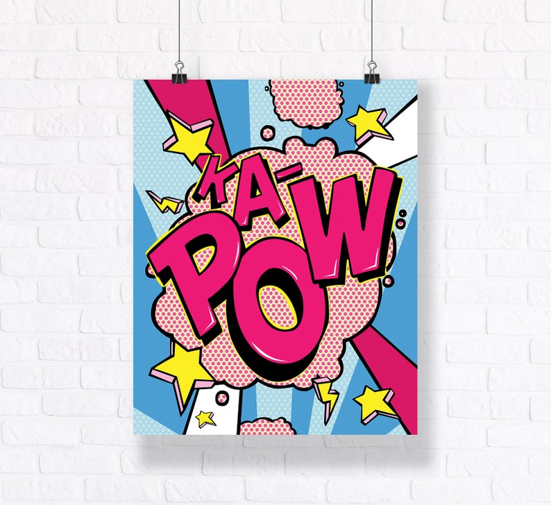 Kapow Customizable Pop Art Comic Book Illustration High Etsy