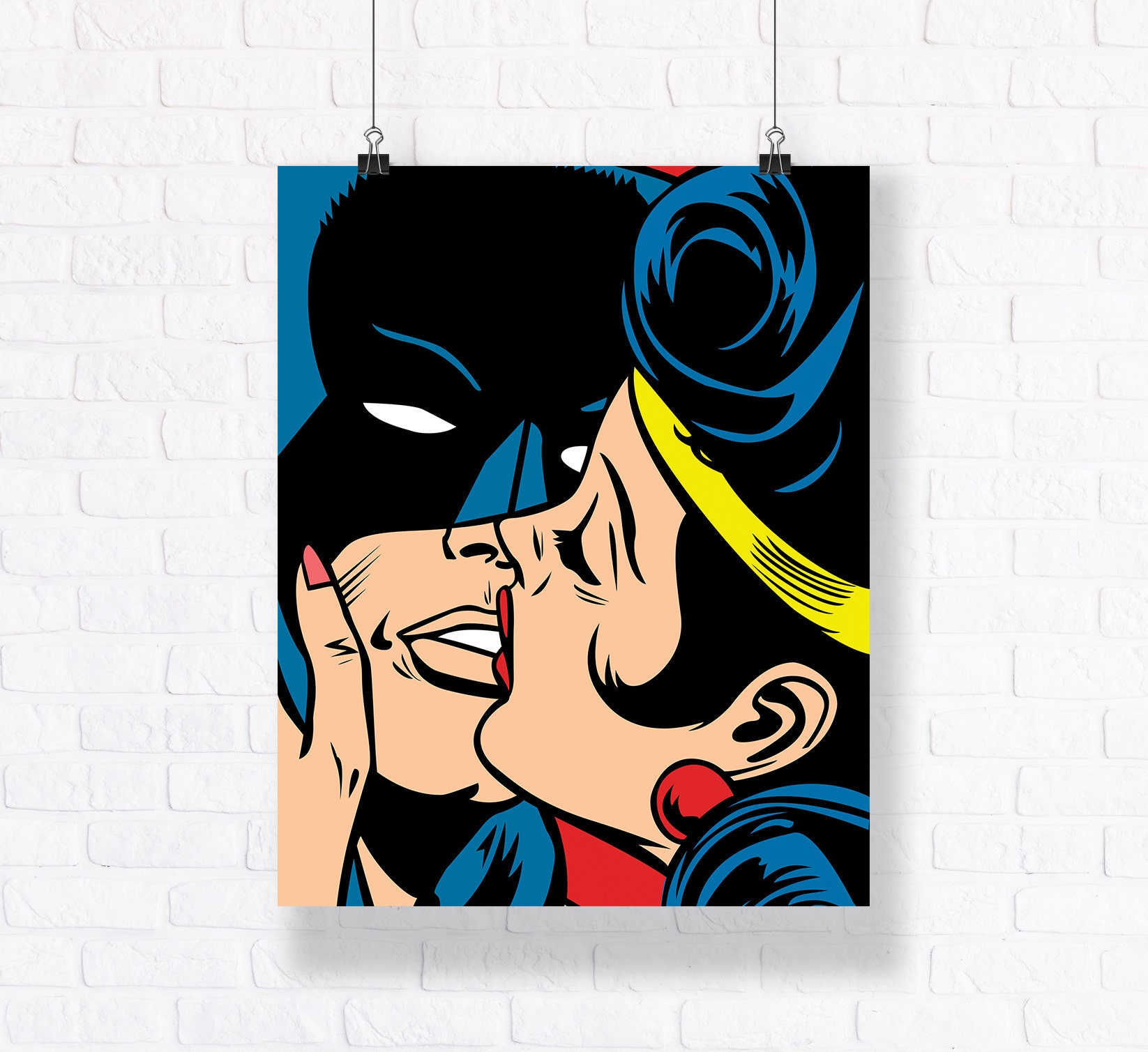Hot Couple Batman And Wonder Woman Kissing Customizable Etsy