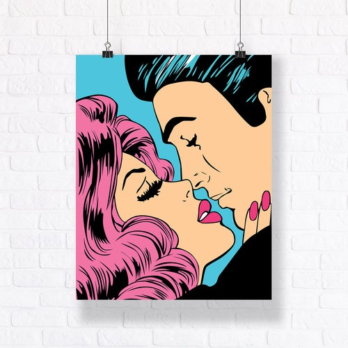 Pink Love Customizable Pop Art Comic Book Illustration High Etsy