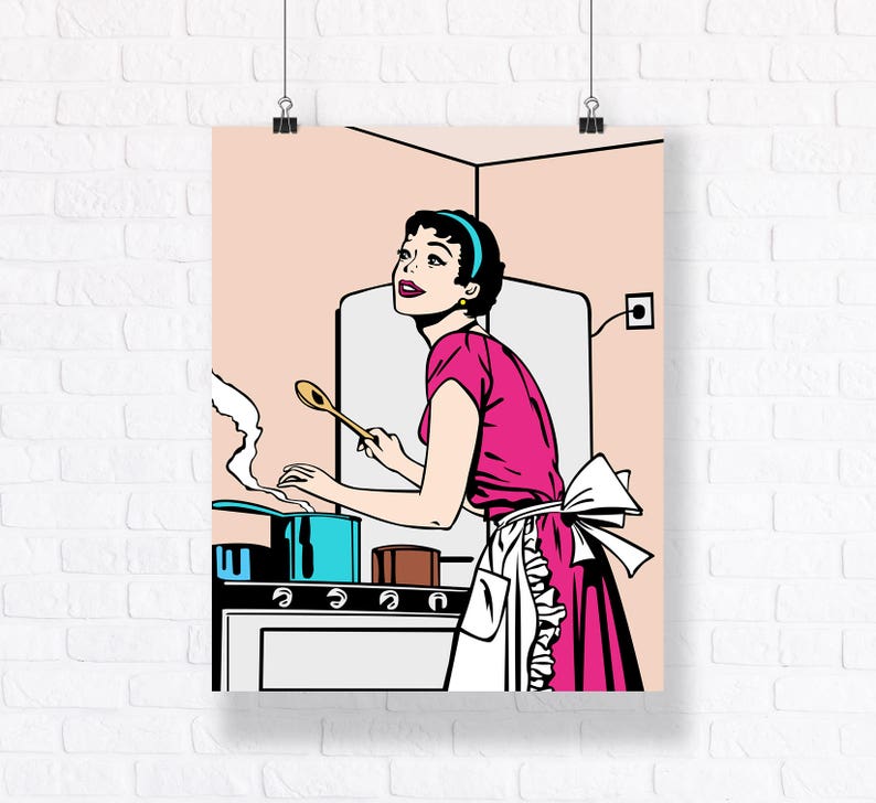 Vintage Kitchen Comic Book Art Customizable Vector | Etsy