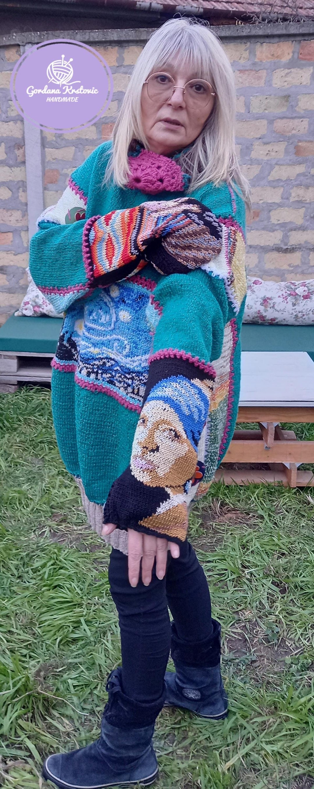 Handknit Turtleneck Sweater Van Gogh Starry Night Vermeer Girl With A ...