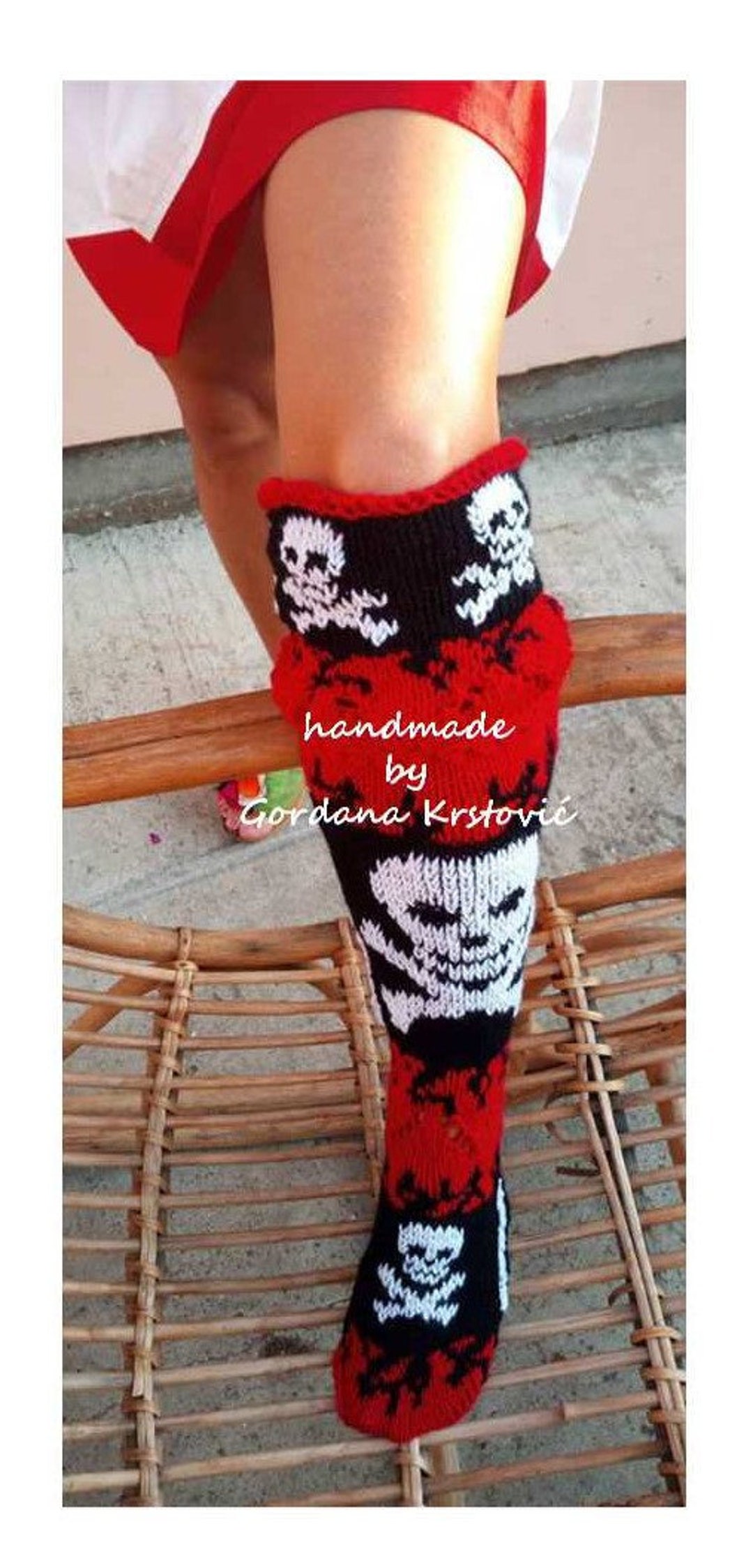 Crystal Skull Punks Not Dead Red Skull Socks Halloween Leggings Tight ...