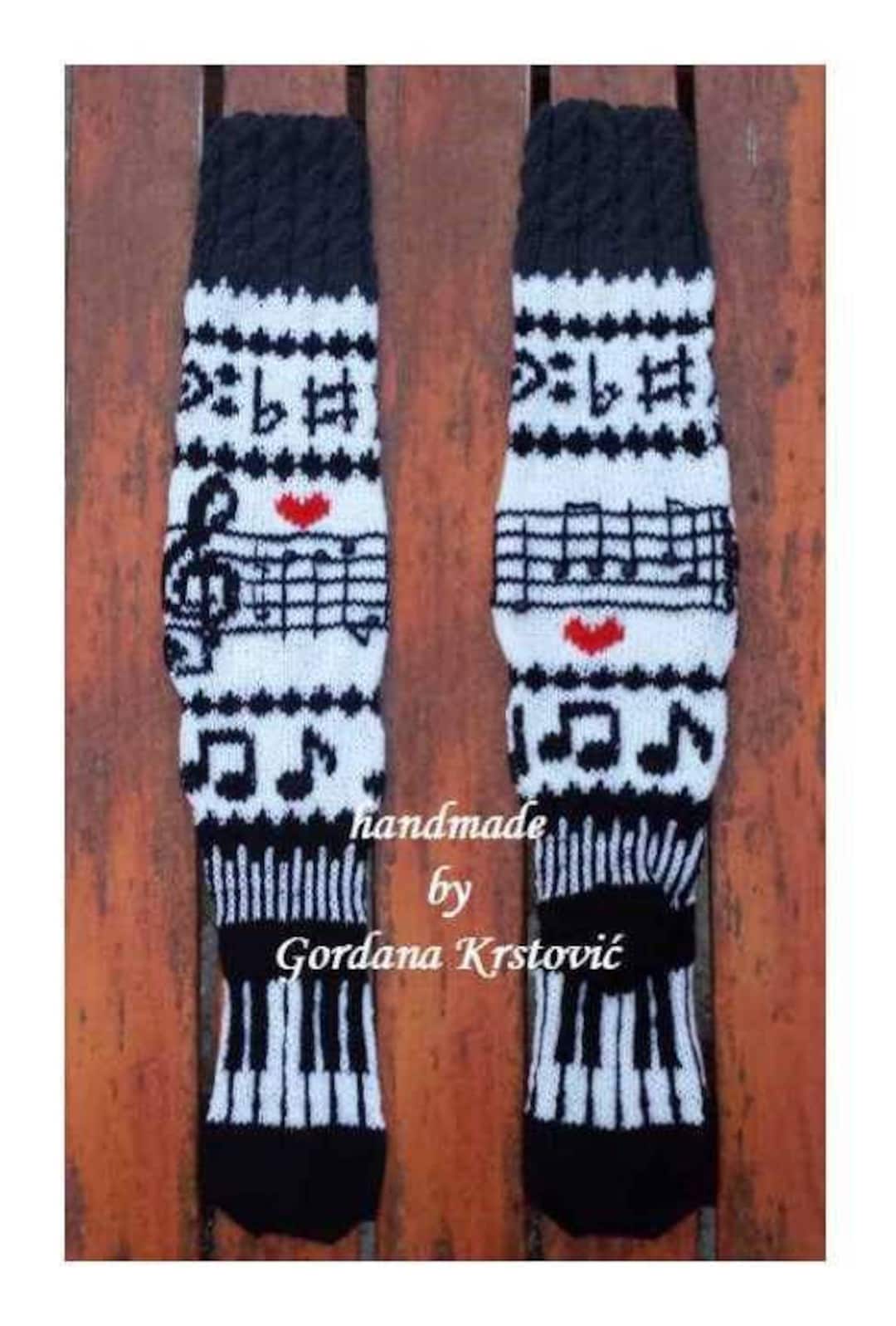 Knitted Music Socks Tight High Sock Gift for Women Knitted Long Wool ...