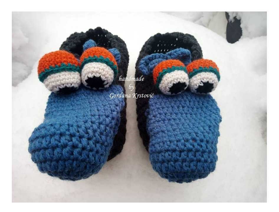 Cartoon Character Home Slippers Funny Crochet Slippers Winter Woolen ...
