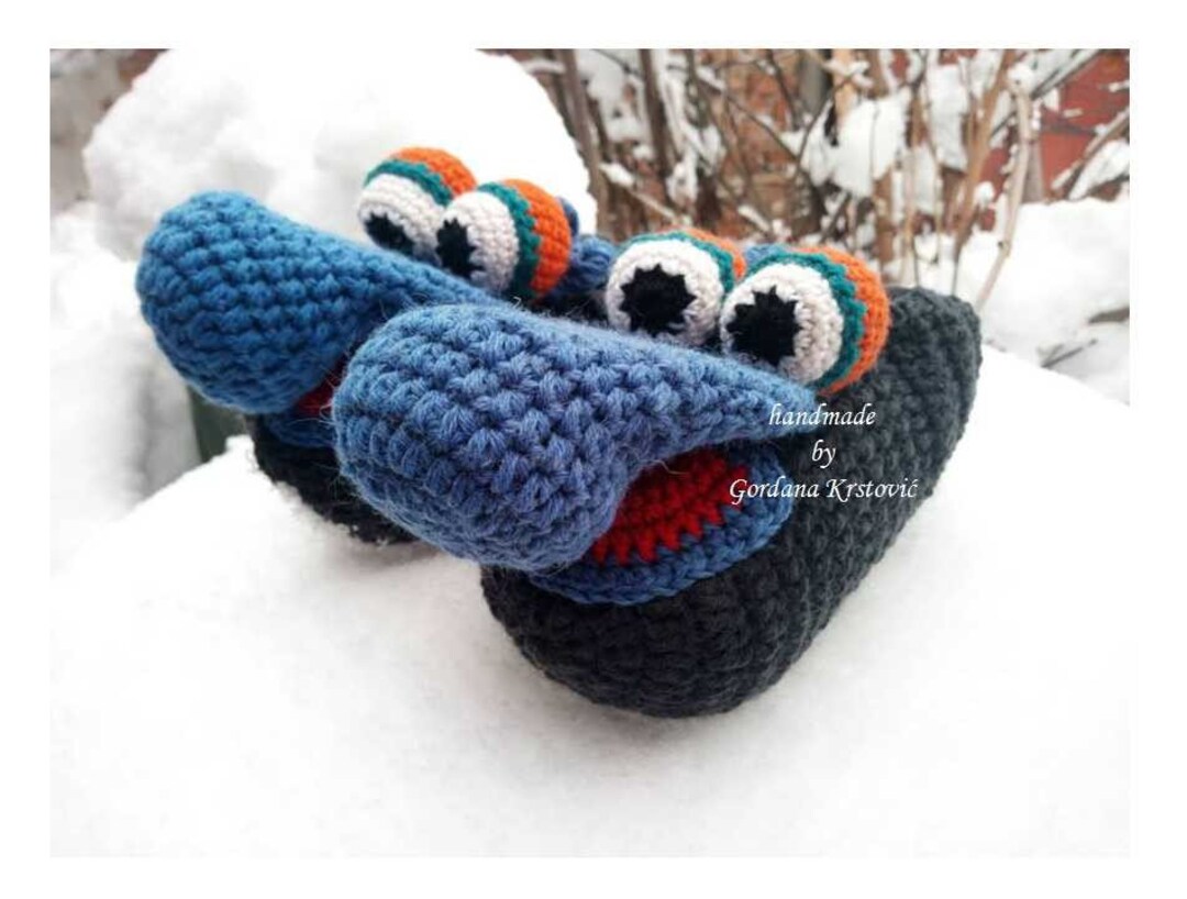 Hand Crochet Cartoon Character Slippers Wool Acrylic Blend Wearable Art ...