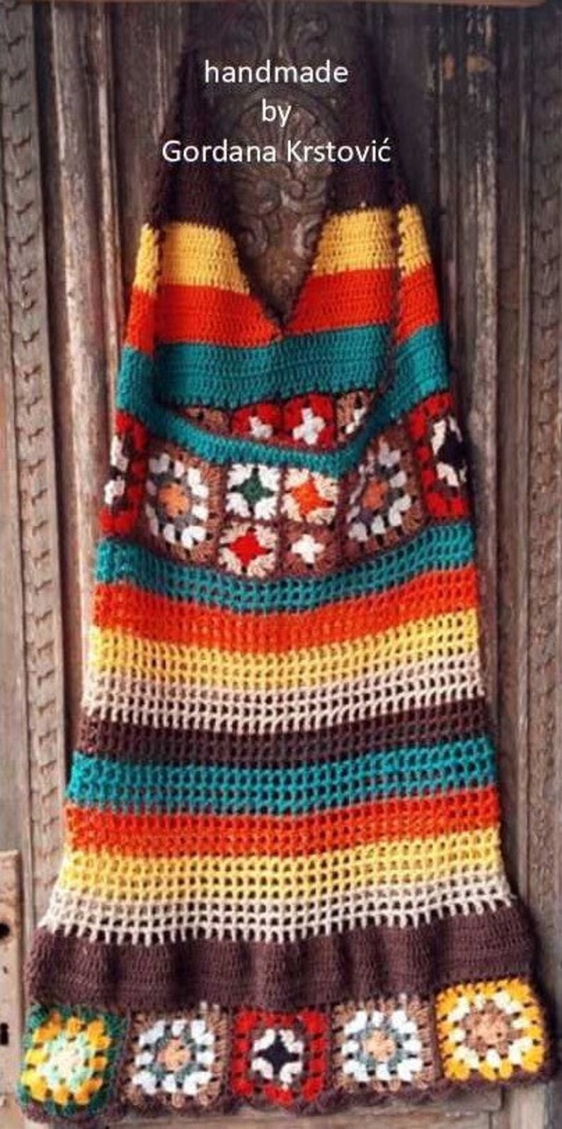 Handmade Crochet Jamaican Rasta Dress Boho Festival Summer Wearable Art ...