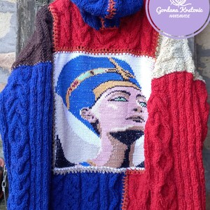 Pharaoh Chic Embroidered Patchwork Sweater Chunky Turtleneck Egyptian ...